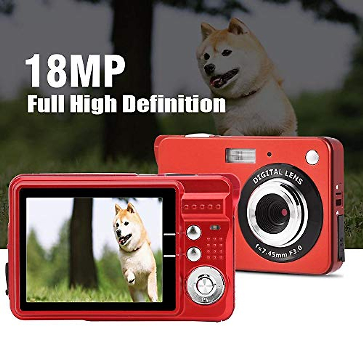 Digital Camera, 18MP Auto Focus 8X Digital Zoom 2.7in LCD Display Photography Shooting Cam with Microphone for Children Friends Parents Gifts(Red)