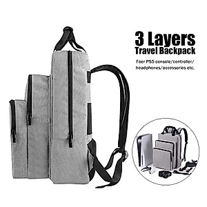 For PS5 Backpack , Compatible with Console and Playstation 5 Disk/Digital Edition, 3 Layers Capacity Travel Carrying Case Travel Storage Bag For PS5 Accessories.
