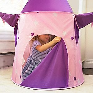 Princess Pink Tent for Girls Castle Large Playhouse Pop Up Kids Play Tent for Children with Star, Indoor and Outdoor Games