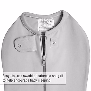 Woombie Simply Baby Swaddling Blanket I Soothing, Cotton Baby Swaddle I Wearable Baby Blanket, Grey Lullaby, 0-3 Months