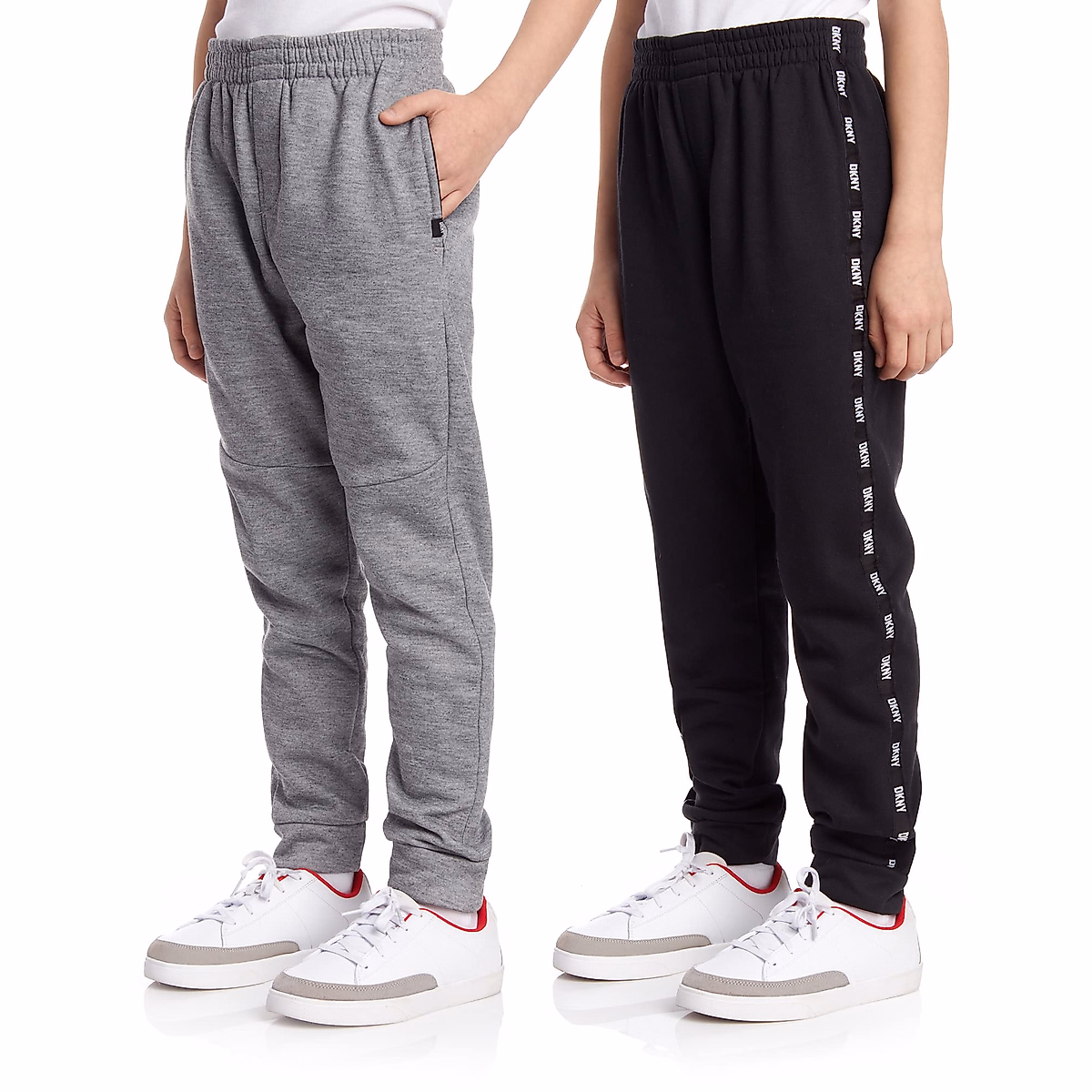 DKNY Boys' Sweatpants - 2 Pack Lightweight Performance Fleece Joggers for Boys - Breathable Athletic Jogger Pants (8-12), Size 10, Dark Grey Heather