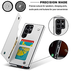 Galaxy S23 Ultra Case,Luxury Flip Folio Leather Wallet Case RFID Blocking Cover Card Slots and Kickstand for Girls Women,Protective Phone Case for Samsung Galaxy S23 Ultra (White)