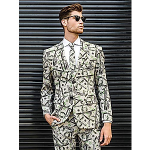 OppoSuits Men's Cashanova Party Costume Suit, Multi, 44