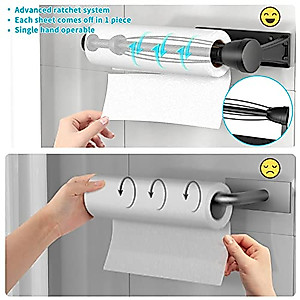 Kitchen Damper Paper Holder, Stainless Steel Damper Paper Holder Kitchen Punch Free Preservative Film Roll Hanger Anti Slip Rustproof Bathroom Tissue Holder Black