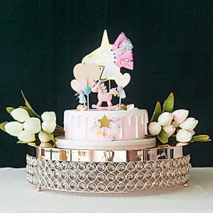 Tableclothsfactory Rose Gold Grand Wedding Beaded Crystal Metal Cake Centerpiece Stand Wedding Party Rise Cake Stand - 15.5" Diameter