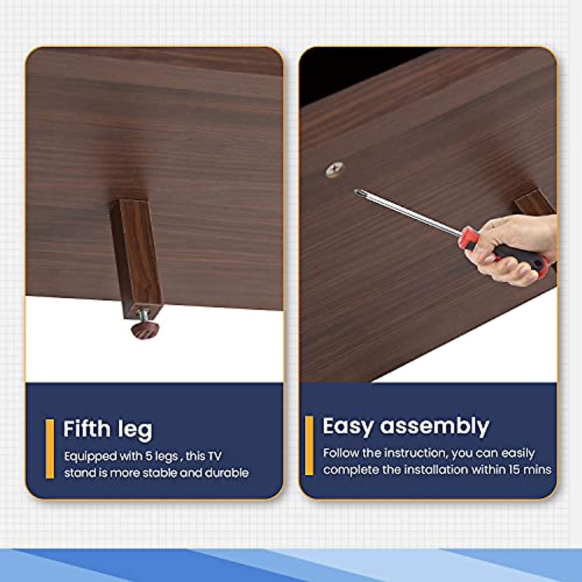 58'' Wood TV Stand TV Stand Fits 32-65 Inch Flat Screen TV Cabinet with 4-Shelf Storage Rolling Entertainment Center for Media Console Living Room Bedroom (Brown)