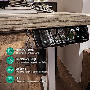 Monomi Height Adjustable Electric Standing Desk, 55 x 24 Inches Stand up Desk, Sit Stand Home Office Computer Desk, Maple