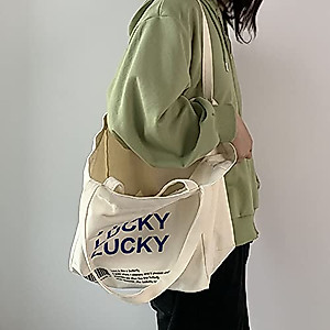 Shopping Bag Tote Bag Canvas Reusable Shoulder Bag handbag with inside pocket for shopper everyday life One Size