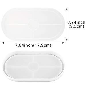 3 Pack Oval Coaster Mold Silicone Epoxy Resin Tray Mold Large DIY Casting Craft Decorating for Craft Jewelry Storage Home Decoration (Transparent White)