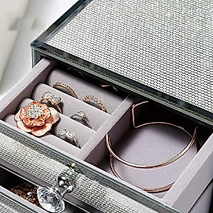 Yalych Jewelry Box Jewelry Boxes 3 Tier Jewelry Box For Women High-end Glass With Drawers Watch And Earring Jewelry Storage Box jewellery case Jewelry Organizer