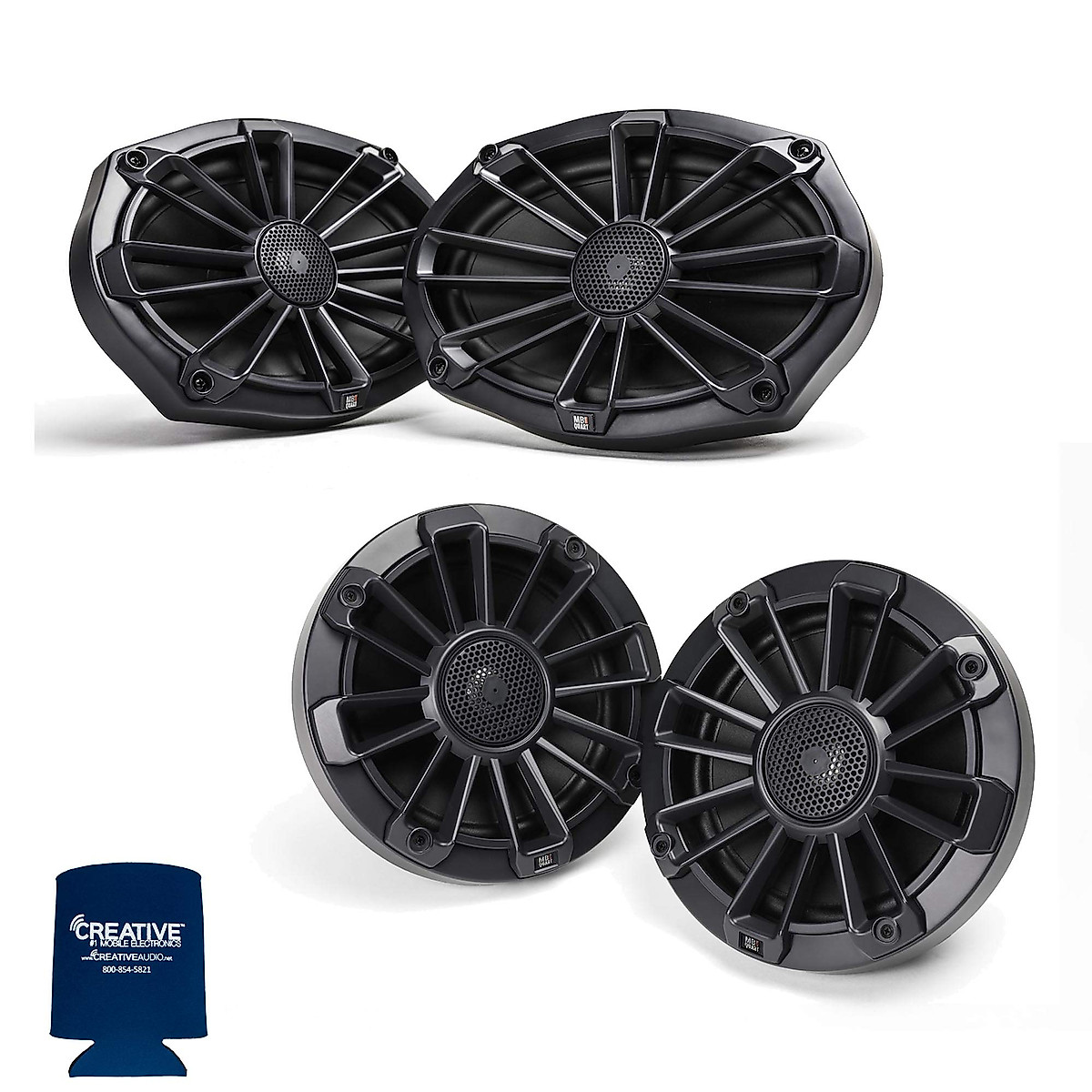 MB Quart Bundle- 1 Pair of NP1-169 Nautic Premium 6x9 Marine Speakers & 1 Pair of NP1-116 Nautic Premium 6.5" Marine Speakers (Black Frame with Black, Silver, White Grills Included)