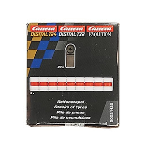 Carrera 20021130 21130 Tire Stacks Guardrail Wall for Digital 124/132/Evolution Slot Car Tracks Realistic Scenery Add On Parts Accessory, White Red