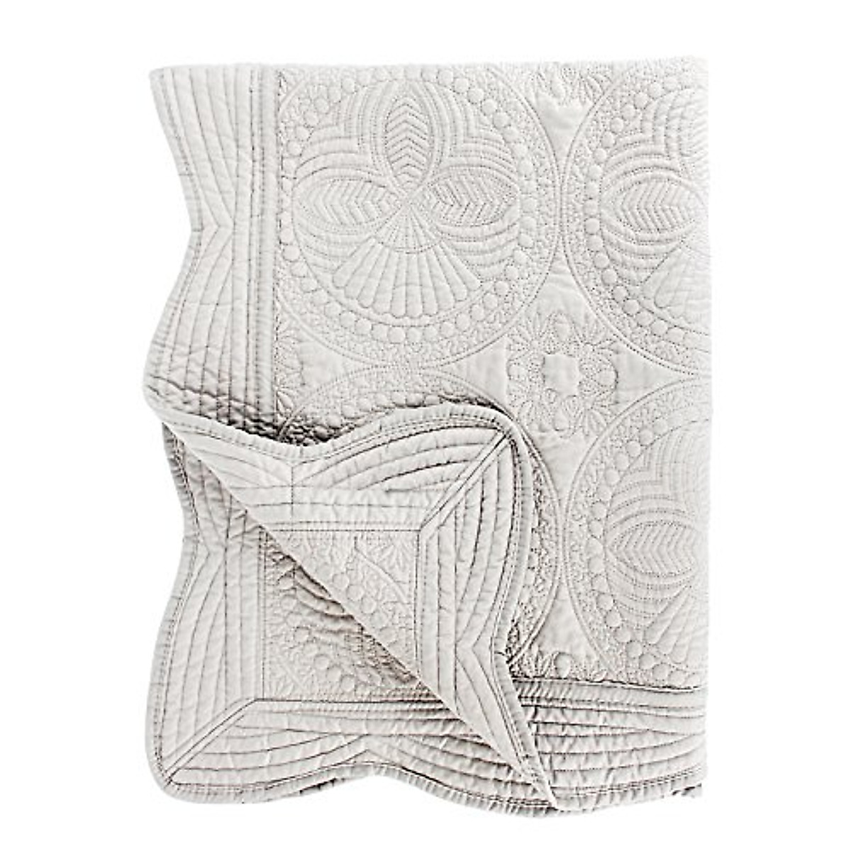 YIQIGO Toddlers and Baby Quilt Lightweight Blanket Embossed Cotton Quilt Four Seasons Scalloped 36"" x 46"" Newborn Baby Boy/Girl Gift (Gray)