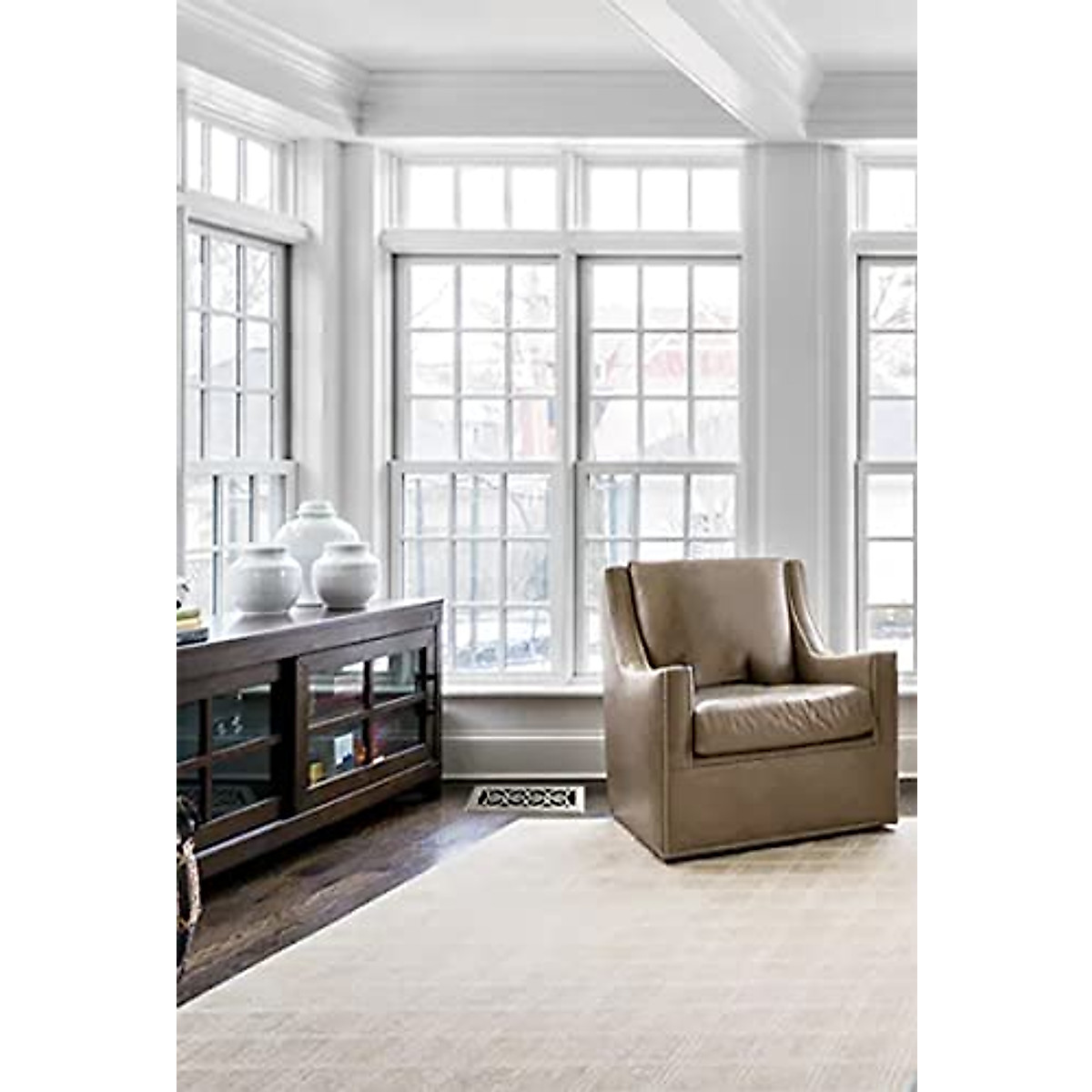 Decor Grates SPH410-NKL Scroll Floor Register, 4x10, Brushed Nickel Finish