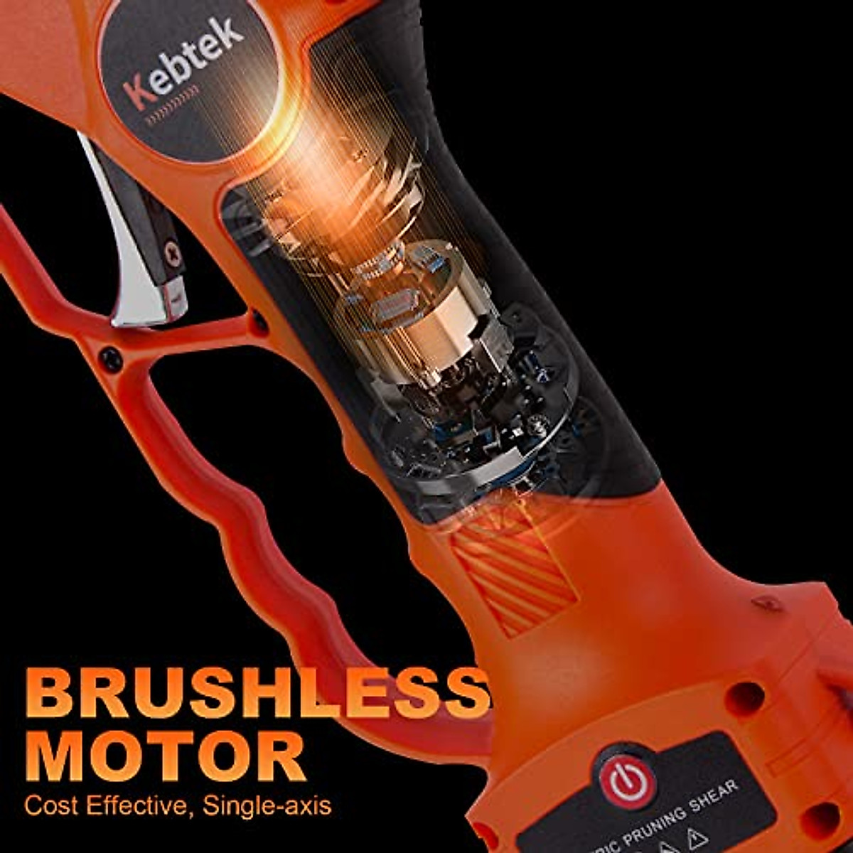 Kebtek Professional Pruning Shears Electric Pruner Branch Cutter, 25V Cordless Pruning Shears Heavy Duty with 2 Pack Brushless Motor Rechargeable -40mm [1.57 Inch] Cutting Diameter