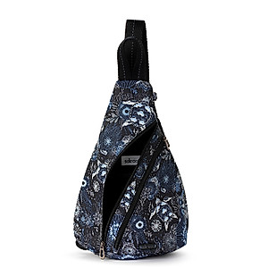 Sakroots Women's Go Sling Backpack in Nylon Eco Twill, Midnight Seascape, One Size