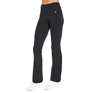 Bally Total Fitness Women's High Rise Tummy Control Bootleg Pant, Black, Medium