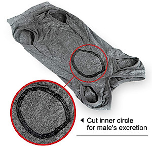 Dog Recovery Suit Abdominal Wound Puppy Surgical Clothes Post-Operative Vest Pet After Surgery Wear Substitute E-Collar & Cone(L, Grey)