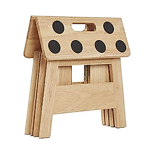 ECR4Kids Folding Step Stool with Handle, Kids Furniture, Natural