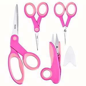 Zicolu Premium Sewing Scissors Bundle, 8" Heavy Duty Fabric Scissors, 5" Detail Embroidery Scissors, 4" Small Selvedge Scissors, 5" Thread Snips, Tailoring, Dressmaking, Quilting, Arts&Craft Supplies