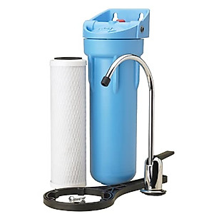 Pentair OMNIFilter CBF1 Water Filtration System, 10" Single-Stage Under Sink Filter System, Includes Housing, CB1 Carbon Cartridge, Faucet, Pressure Relief Valve, Wrench and All Hardware, 0.5 Micron