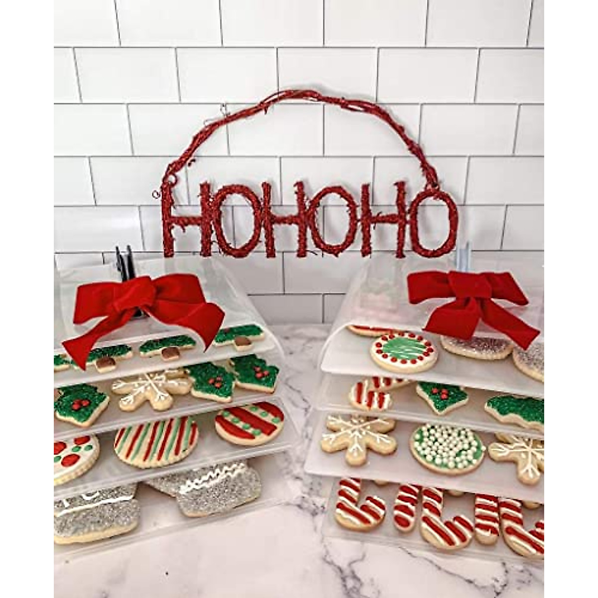 Cookie and Cake Carrier Container with Handle and Lid 4 Trays Cupcake Storage Transport Holder Box 2 Devil Eggs Trays Included