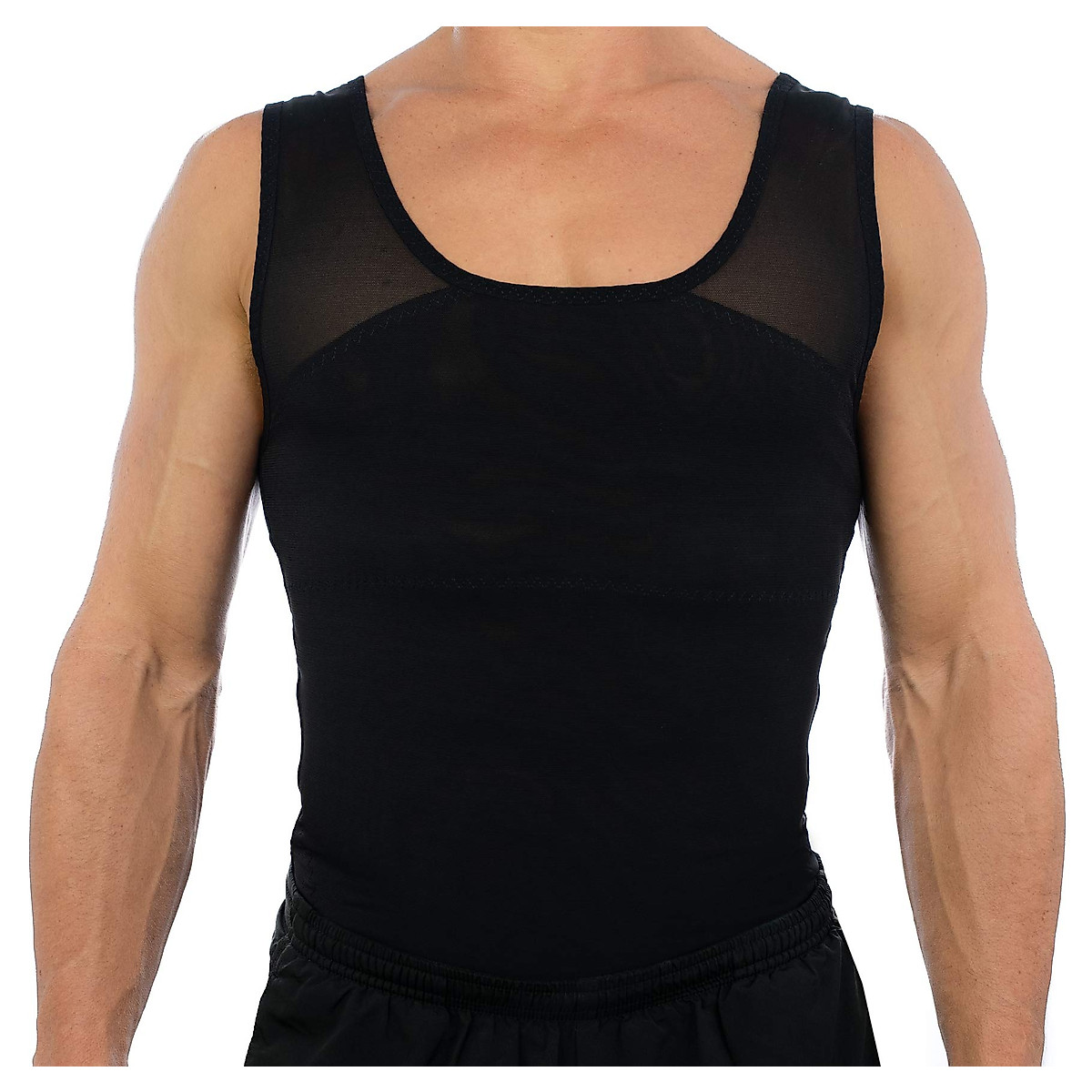 Esteem Apparel Original Men's Chest Compression Shirt to Hide Gynecomastia Slimming Shapewear (Black, Medium)