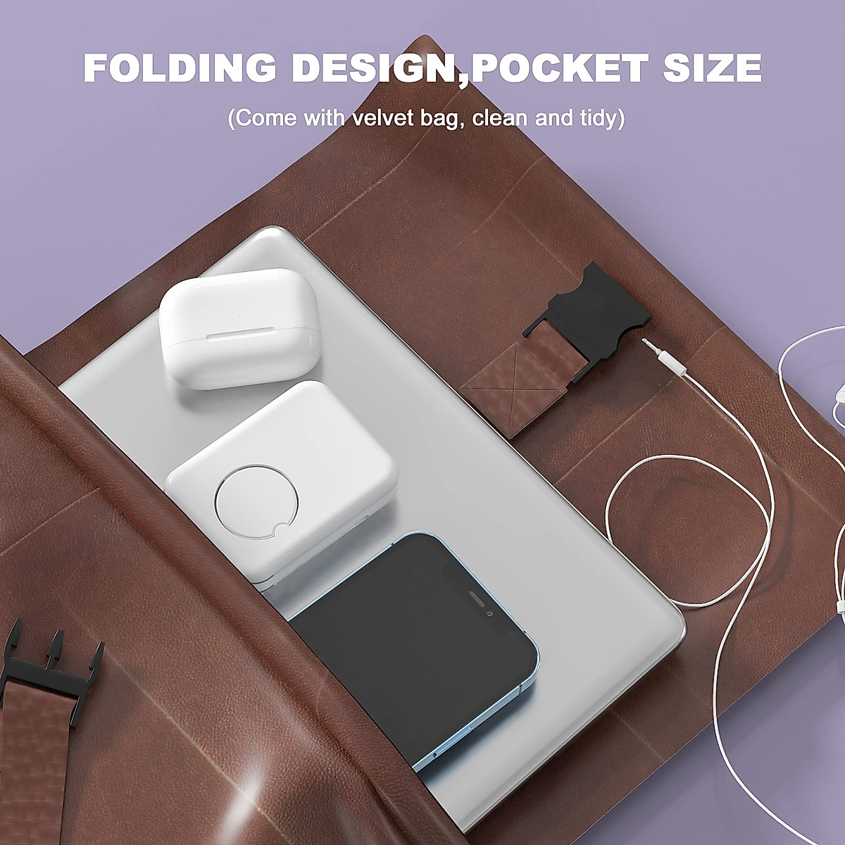 IBEL 3 in 1 Wireless Charger, Qi Wireless Fast Charging, Magnetic Foldable 3-in-1 Charging Station for iPhone, iWatch, Airpods, Samsung Galaxy Series,Google Pixel Series