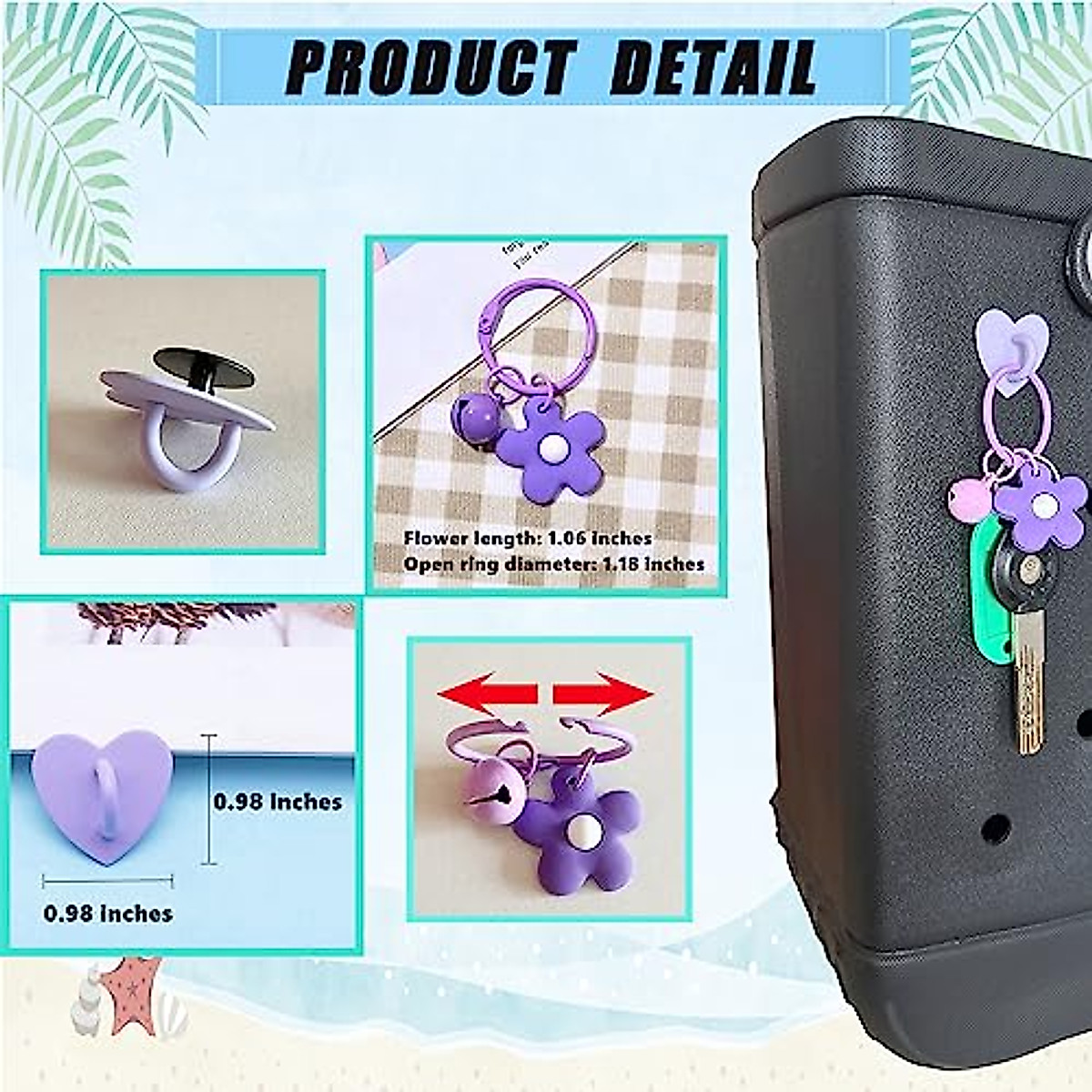 Heyshapeing 4Pcs Hooks Accessories for Bogg Bag, Charms Key Holder for Bogg Bag Hooks Boggbag Charms Insert Keychain Holder Organize Valuables for Beach Bag