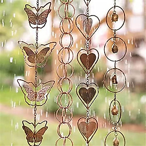 Steel Leaf Rain Chain, Metal Garden Art Gift For Mom, Gutters, Rain Catcher For Downspout With Adapter, Thick Iron Flower Cups Garden Decor