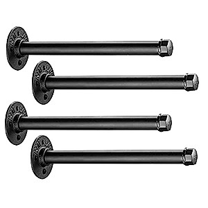 Industrial Pipe Clothing Rack, Hanging Rod for Closet, Wall Mounted Multi Purpose (10 inch 4 Pack)