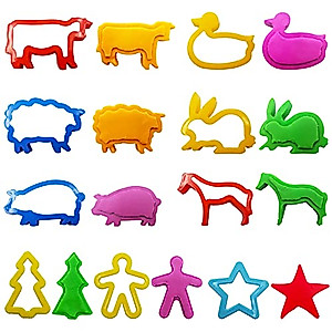 Dough Tools Set for Kids, Various Plastic Animal Molds, Rolling Pins, for Creative Dough Cutting, 44 Pieces