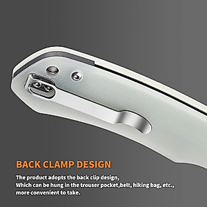 SUMACO Pocket for Men Knife D2 Steel & G10 Handle 3.54" Blade Length Pocket Knives With Clip & Folding Knives - EDC Camping Fishing Outdoor Jade