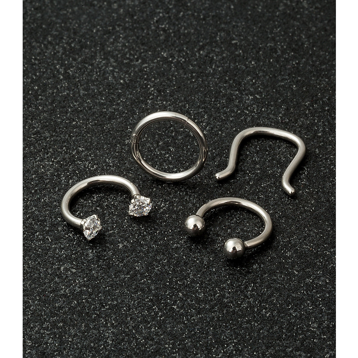 YOVORO 16G 3-4PCS 316L Stainless Steel Septum Piercing Nose Rings Hoop Cartilage Tragus Retainer Body Piercing Jewelry 8-10MM (e: 8pcs Silver-Tone+Rose Gold 8mm)