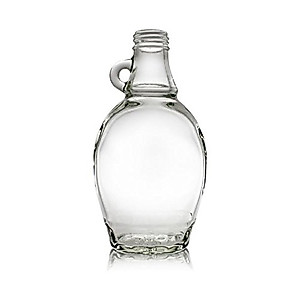 Premium Vials, 8 Ounce, 12 Pack, Empty Glass Syrup Bottles For Canning, with Metal Lids, Glass Maple Syrup Bottles (12 Pack with Shrink Wrap)