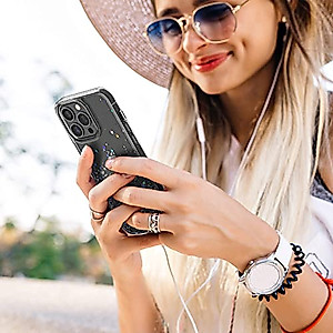 ULAK Designed for iPhone 14 Pro Case Clear Glitter, Bling Sparkly Soft TPU Bumper Hard Cover for Women Girls Transparent Protective Phone Case Compatible with iPhone 14 Pro 6.1'' 2022, Silver Star