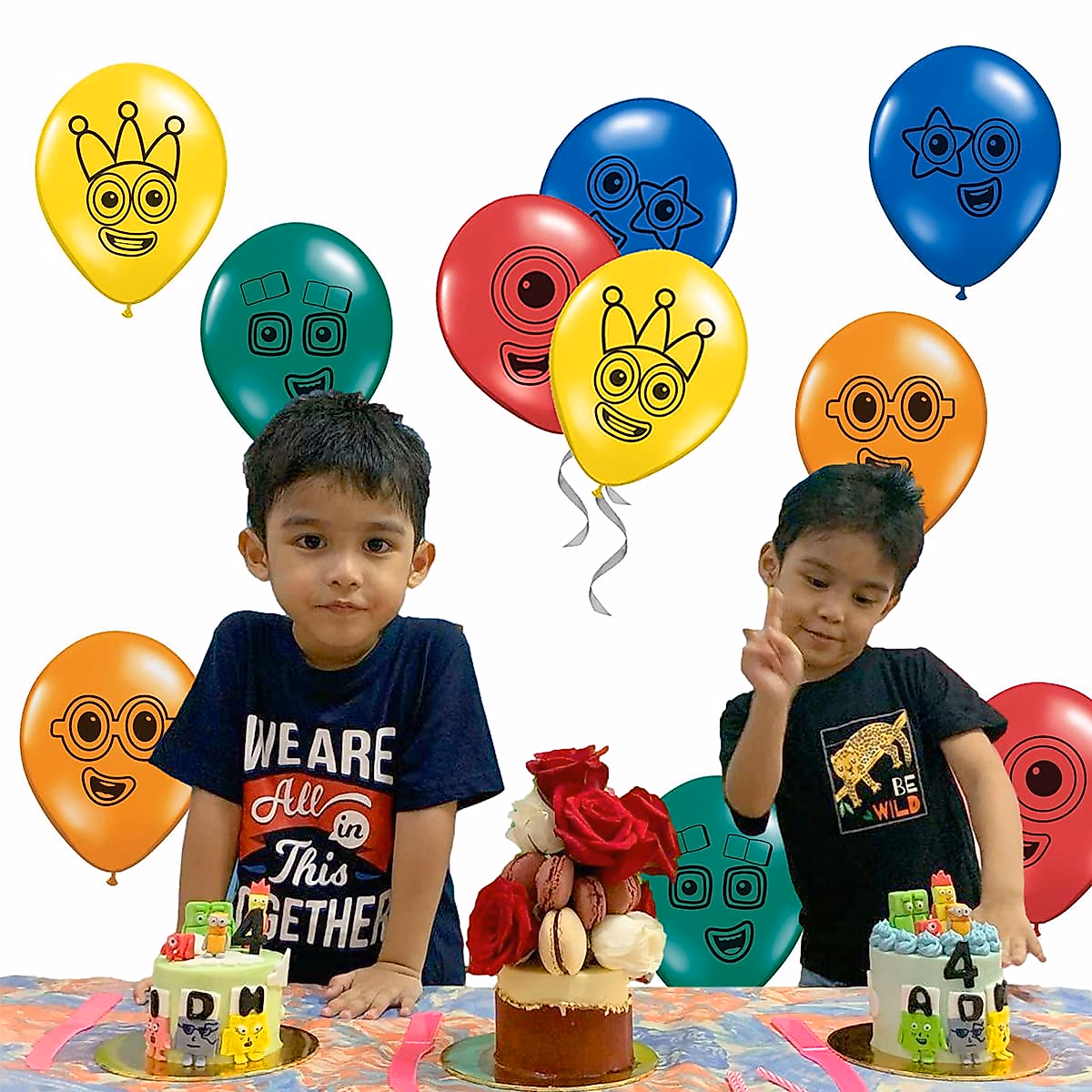 Shunhong 25pcs Number Block Latex Balloons, Assorted Colors, Children's Birthday Party Supplies