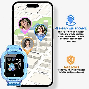 Smart Watch for Kids with SIM Card, 4G Kids GPS Tracker Watch, Bluetooth Wi-Fi Call Video & Voice Chat SOS Pedometer, Kids Cell Phone Watch Christmas Birthday Gifts for 3-15 Boys(75-Blue)