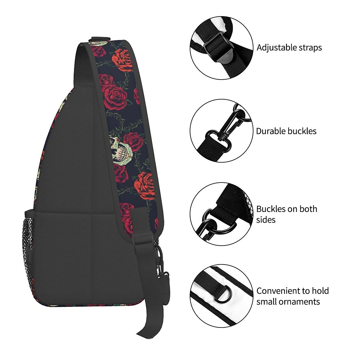 Fylybois Skull Sling Bag Travel Crossbody Backpack for Women Crossbody Chest Daypack Presents