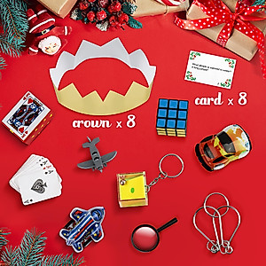 D-FantiX 8Pcs Christmas Non-Snap Party Table Favors with Party Hats Joke Little Gifts for Kids Adults, 8 Christmas Character Design, Xmas Seasonal Holiday Dinner Traditions Supplies