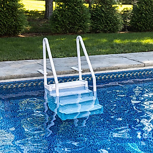 Aqua Select Everest in Pool Steps | White | for Above Ground Swimming Pools | Mount to Decks 48 to 54 Inches | Safety Stairs Capacity Up to 350 Pounds