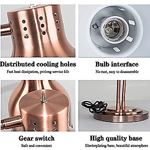 Double Head Multi-Directional Adjustment Catering Food Warmer Lights, Commercial Food Warmer Buffet Server for Parties Buffets, 360° Bend Buffet Food Warmer Restaurant Food Service,Silver