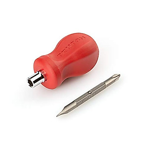 TEKTON 3-in-1 Stubby Phillips/Slotted Driver (#2 x 1/4 in., Red) | DMT17002