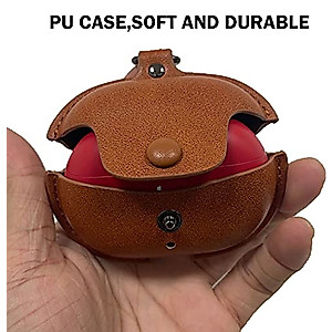 Compatible with Beats Studio Buds Leather Case with Strap, Lamshaw Leather Portable Protective Shockproof Cover Compatible with Beats Studio Buds 2021 (Brown)