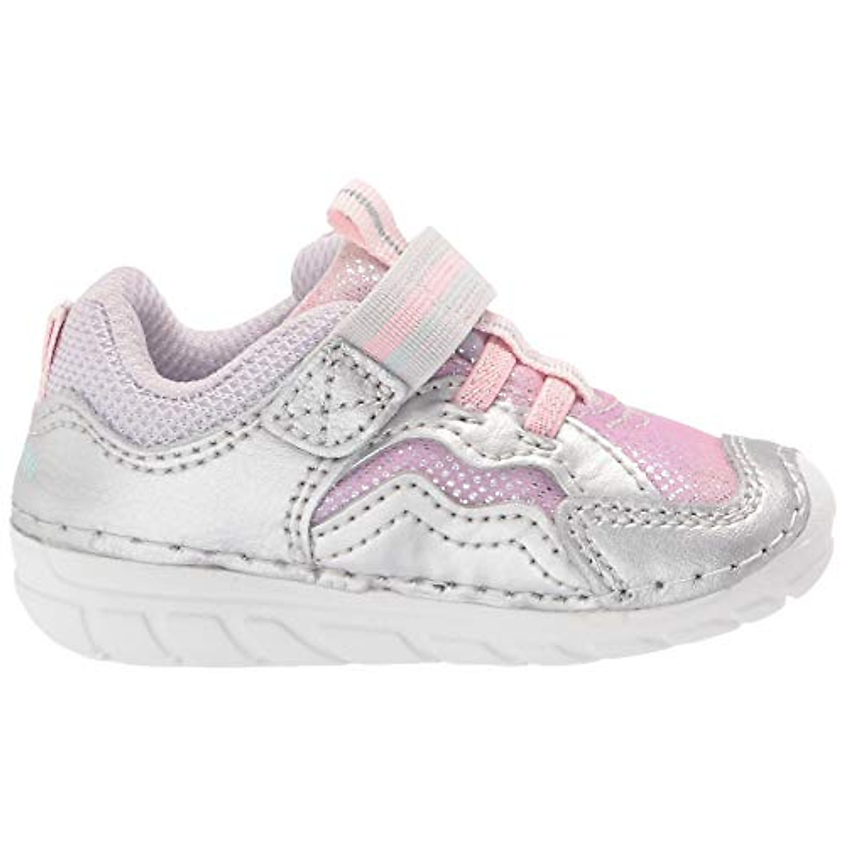 Stride Rite baby girls Soft Motion Kylo Sneaker, Silver/Multi, 5.5 Wide Toddler US