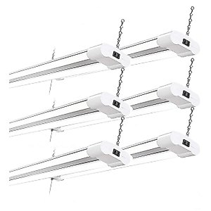 BALTORO 40w LED 4800 Lumen Double Tubes Utility Shop Light 5000K Daylight UL 100w Equivalent Pull on/Off. Surface/Suspension Mount, Garage, Warehouse, Workshop Linkable to 10 (12 Pack)
