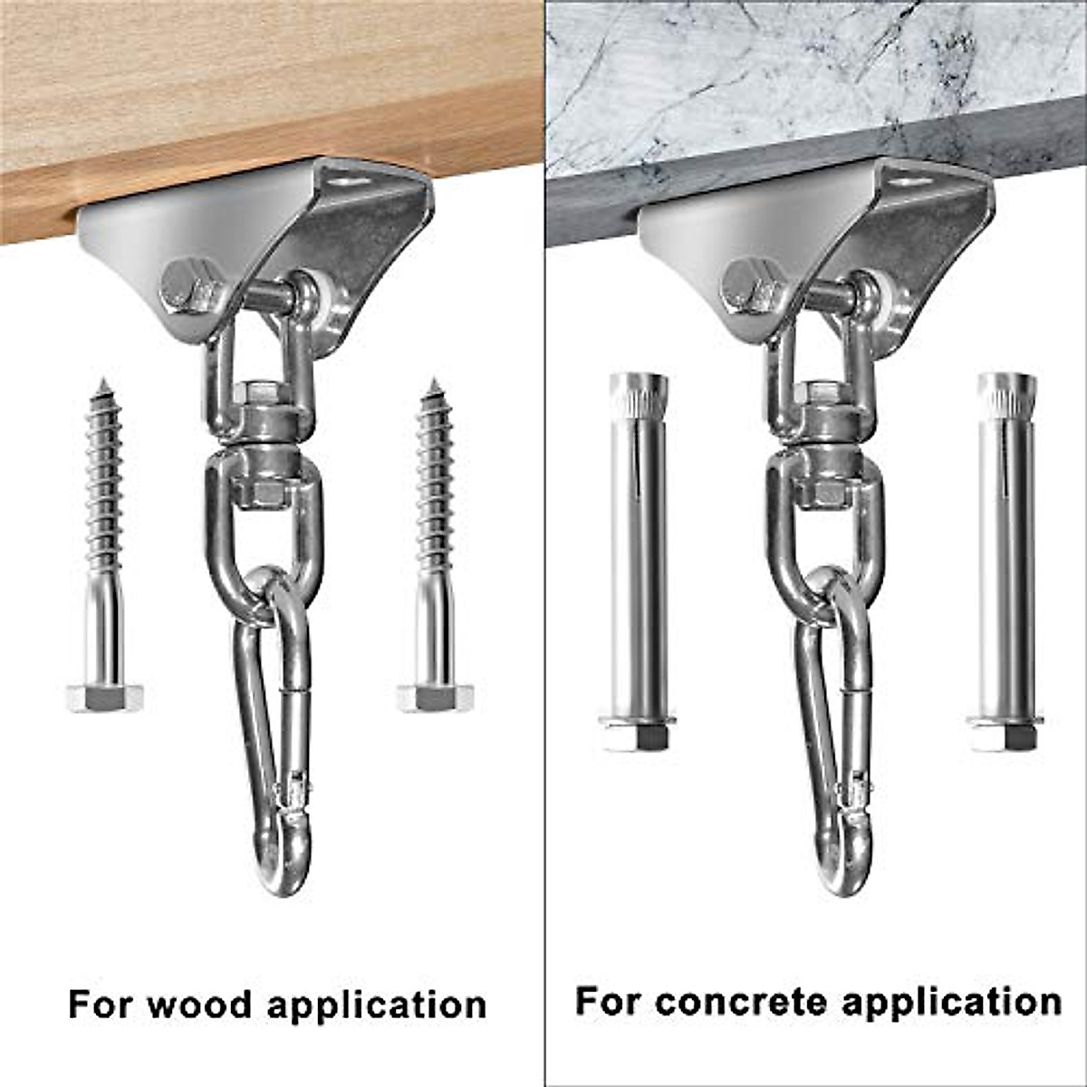 Anoredo Heavy Duty Porch Swing Hammock Hanging Kit,Swing Hanger,360° Rotation Swingset Hardware Bracket Accessories for Wooden Concrete Set, Punching Bag, Yoga Silk, Hanging Chair, Suspension Strap