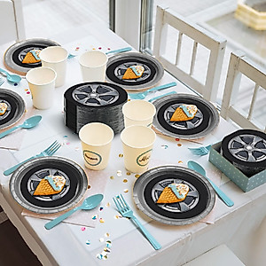 Henoyso 100 Pcs Tire Napkins Classic Race Car Wheel Paper Napkins for Race Car Baby Shower Birthday Party Decoration Supplies, 2 Ply