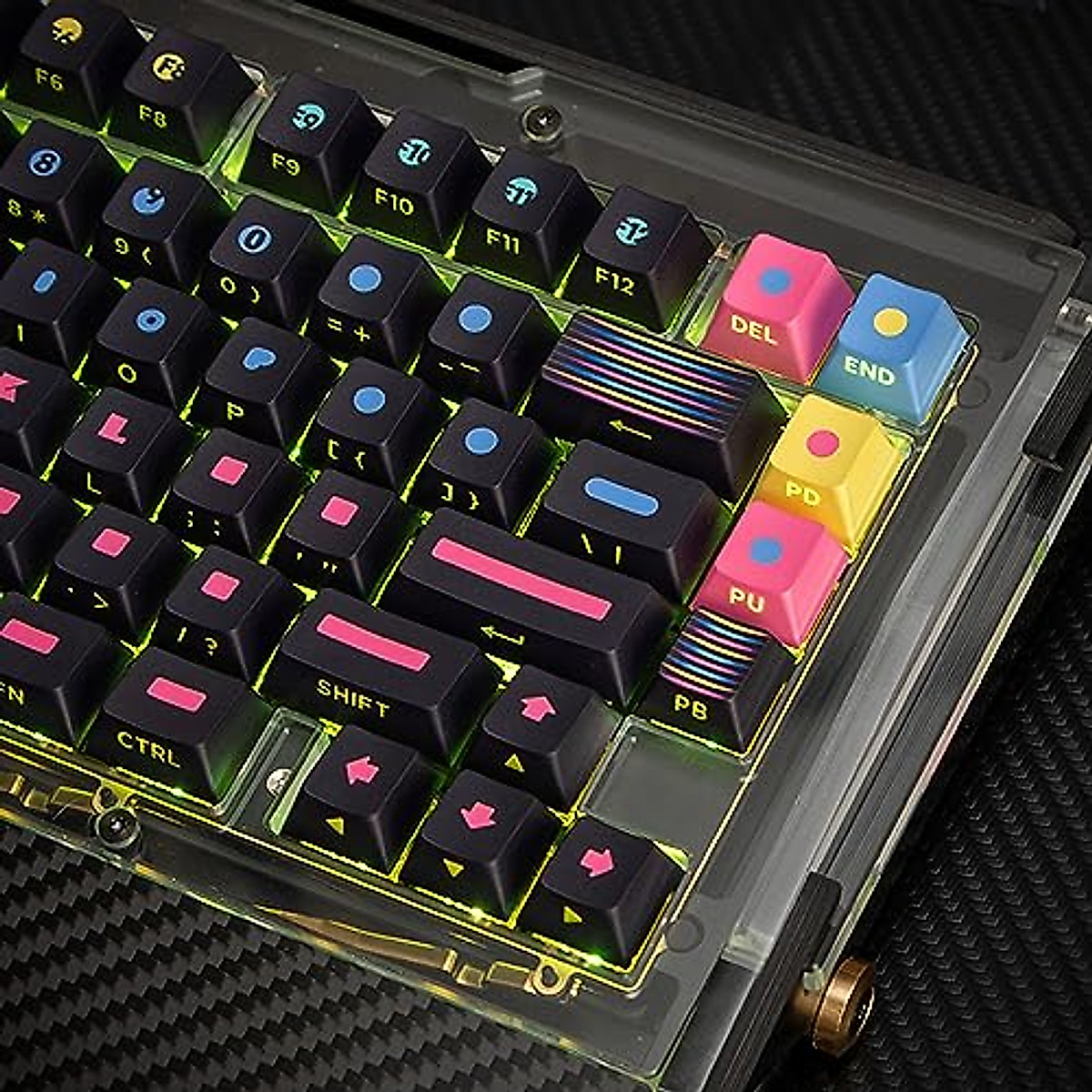 Keycaps PBT Keycap 117 Key Set for Mechanical Keyboards Multiple Color Styles English (US) Layout (Multicolor-Black)