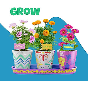 Paint & Plant Stoneware Flower Gardening Kit - Easter Gifts for Girls & Boys Ages 6-12 - Kids Arts & Crafts Project Birthday Gift, STEM Activity for Age 6, 7, 8, 9, 10, 11 & 12 Year Old Girl